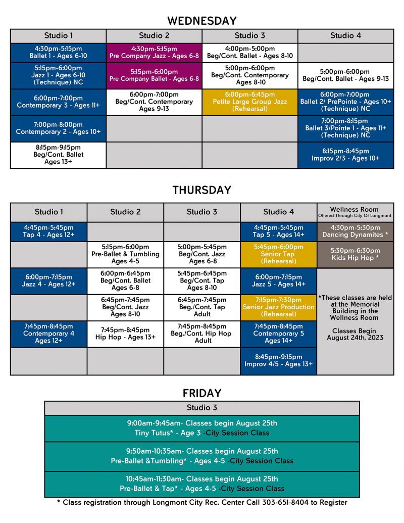 Season Schedule – Dance Dimensions