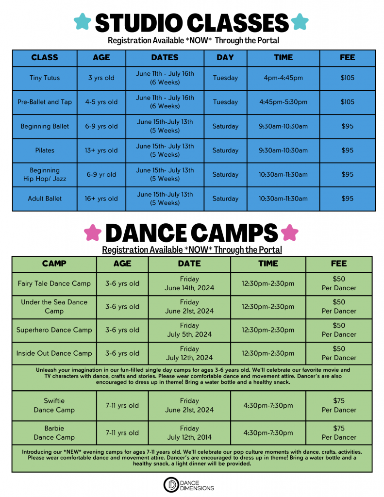 Season Schedule – Dance Dimensions